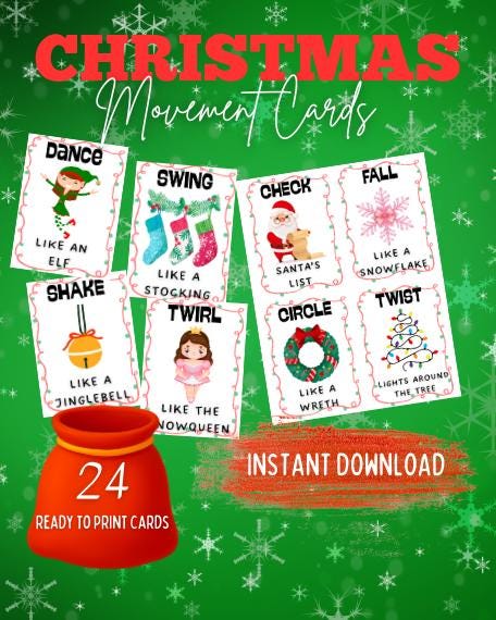 Christmas Movement Activity | 24 Printable Cards (digital Download) - Etsy