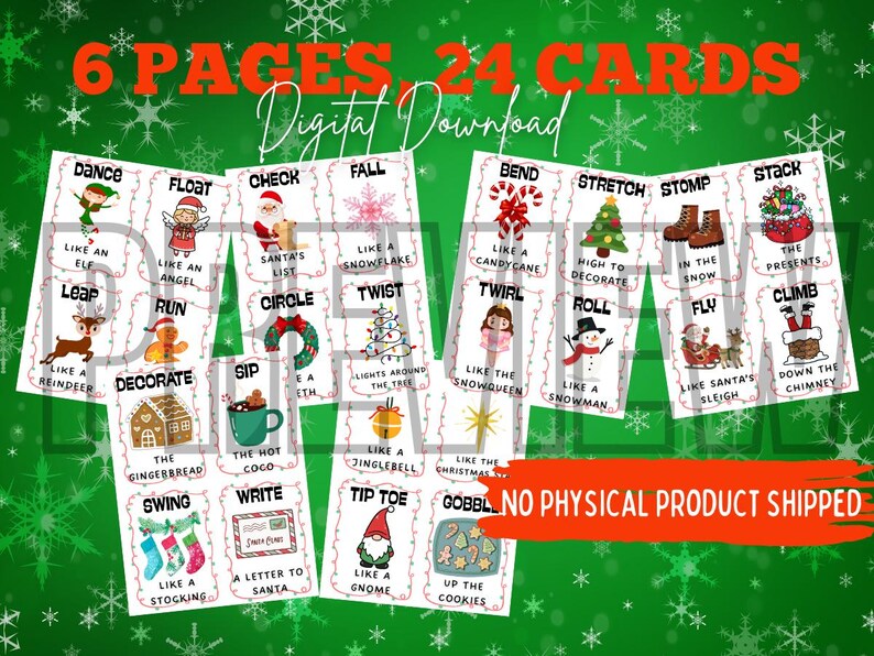 Christmas Movement Activity | 24 Printable Cards (digital Download) - Etsy
