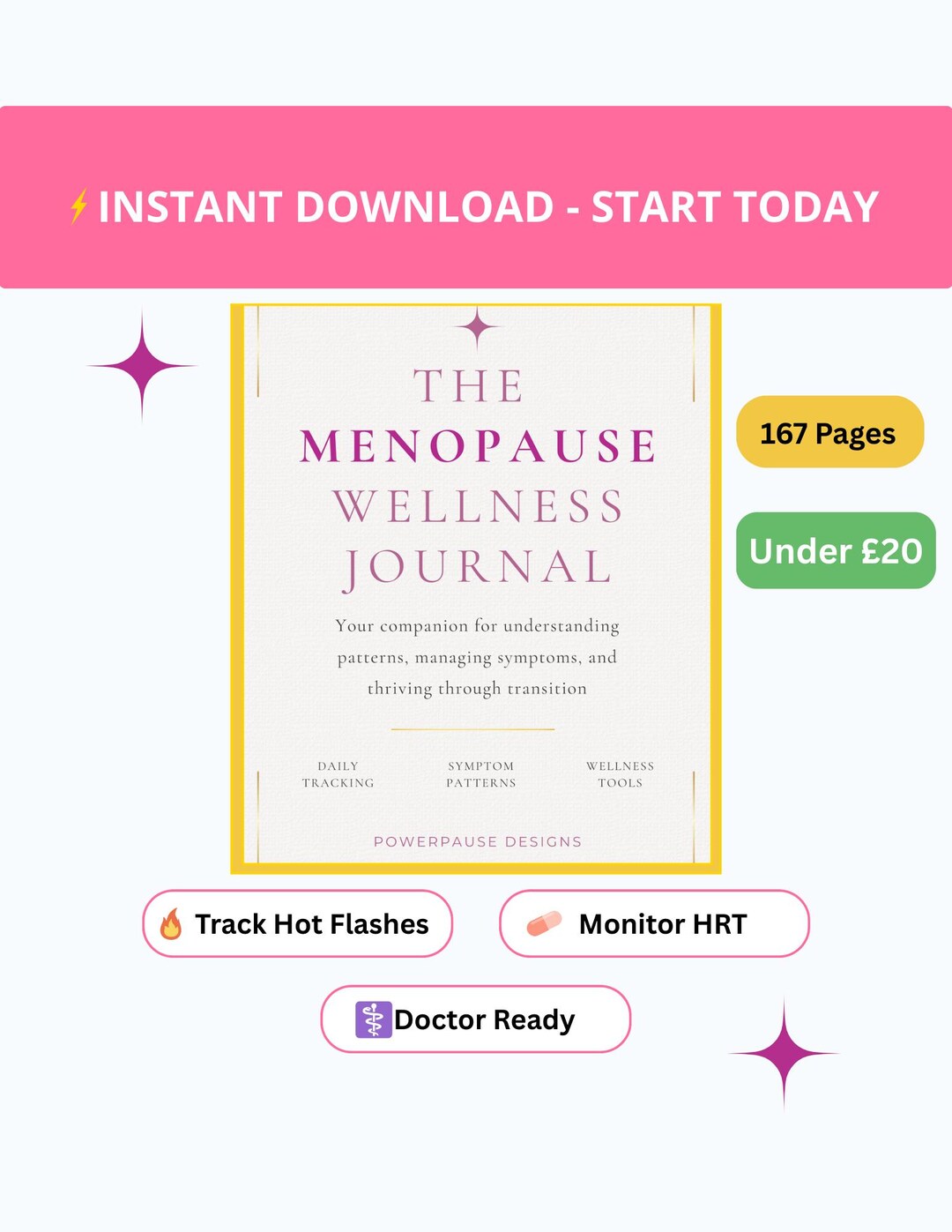 Menopause Wellness Journal | Symptom & Mood Tracker, Hormone Changes ...