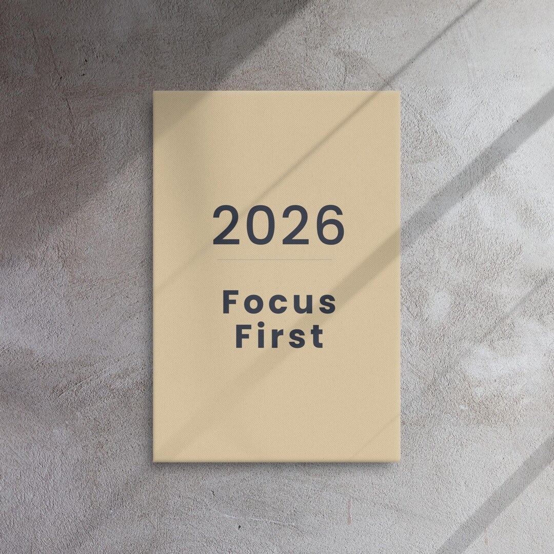 Focus First 2026 – Minimalist Canvas Print, Neutral Beige Wall Art - Etsy
