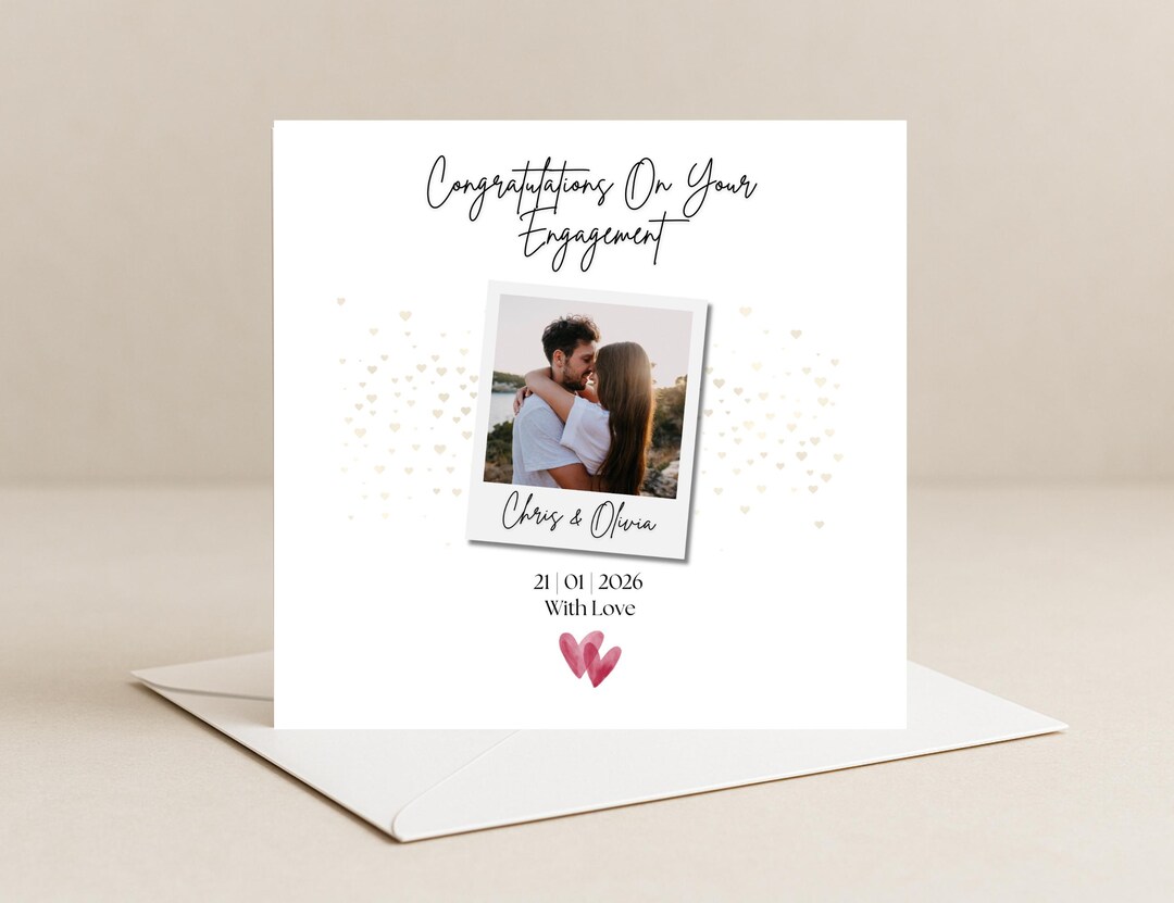 Editable Photo Engagement Card Template, Personalised Canva Instant ...