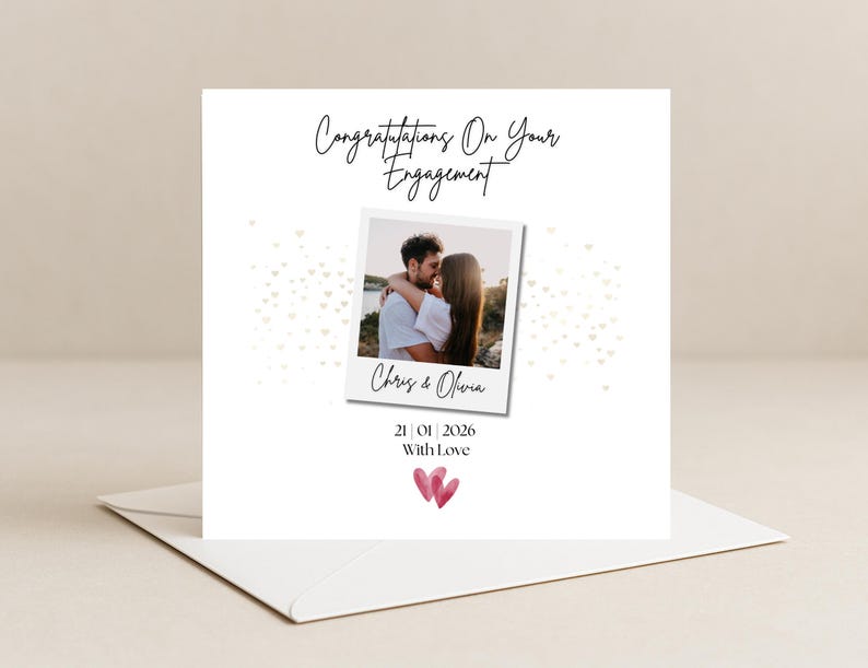Editable Photo Engagement Card Template, Personalised Canva Instant ...