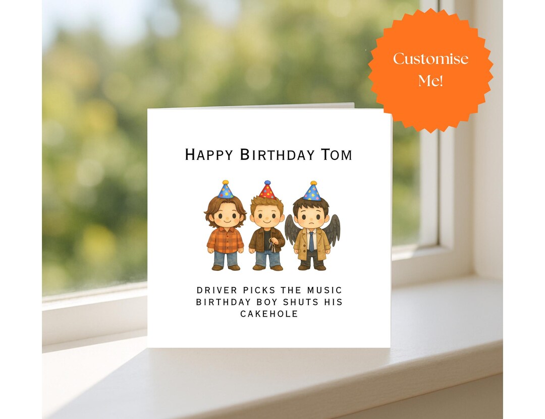 SPN Birthday Card, Chibi Sam Dean Cas Greeting, Funny Fandom ...