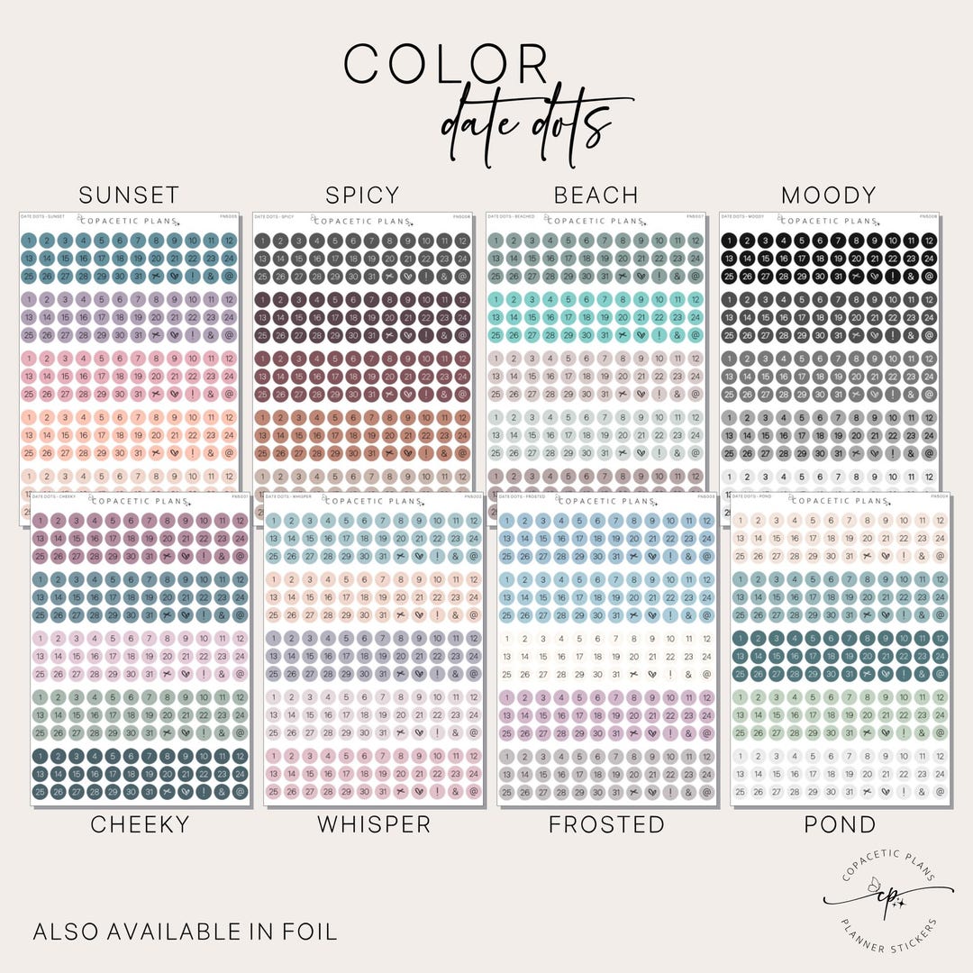 Foil / Non-foil Color Date Dots - Etsy