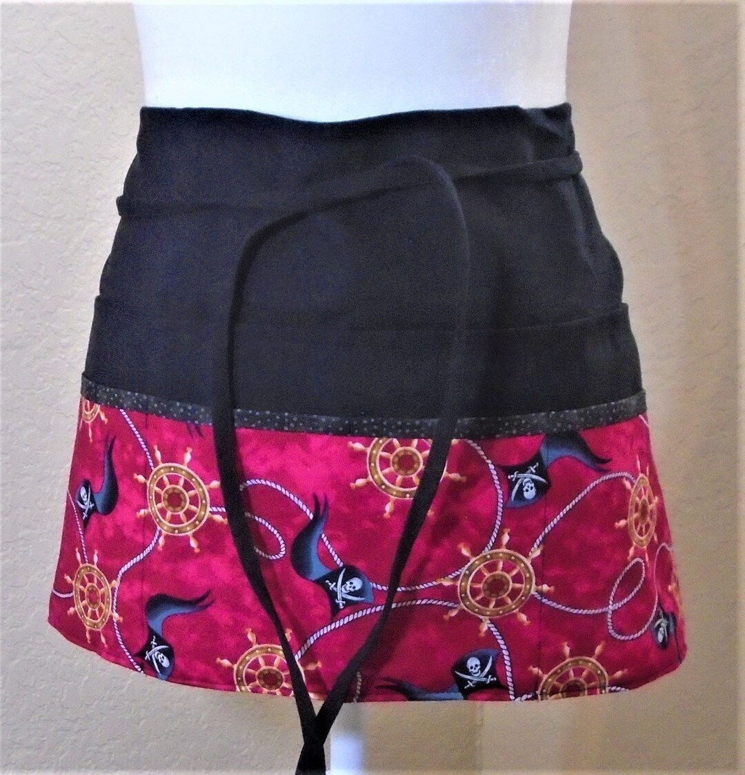Nautical Rope, Ship's Wheels, Flags and Skulls Print Apron, Vendor ...