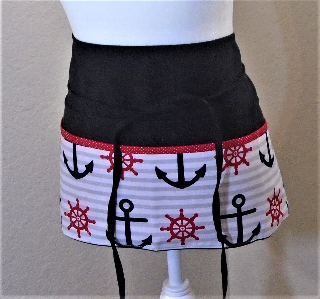 Nautical Anchors and Ship's Wheels, Print Apron, Vendor/server/waitress ...