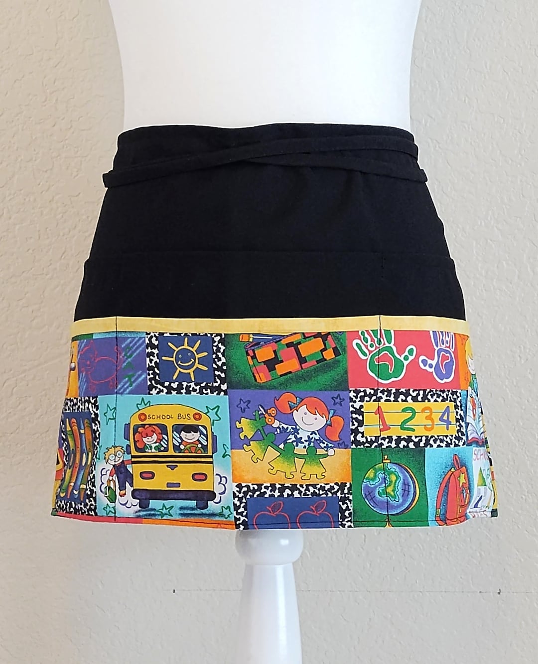 Teacher Half Apron: School Patchwork Design, 6 Pocket Utility Apron - Etsy