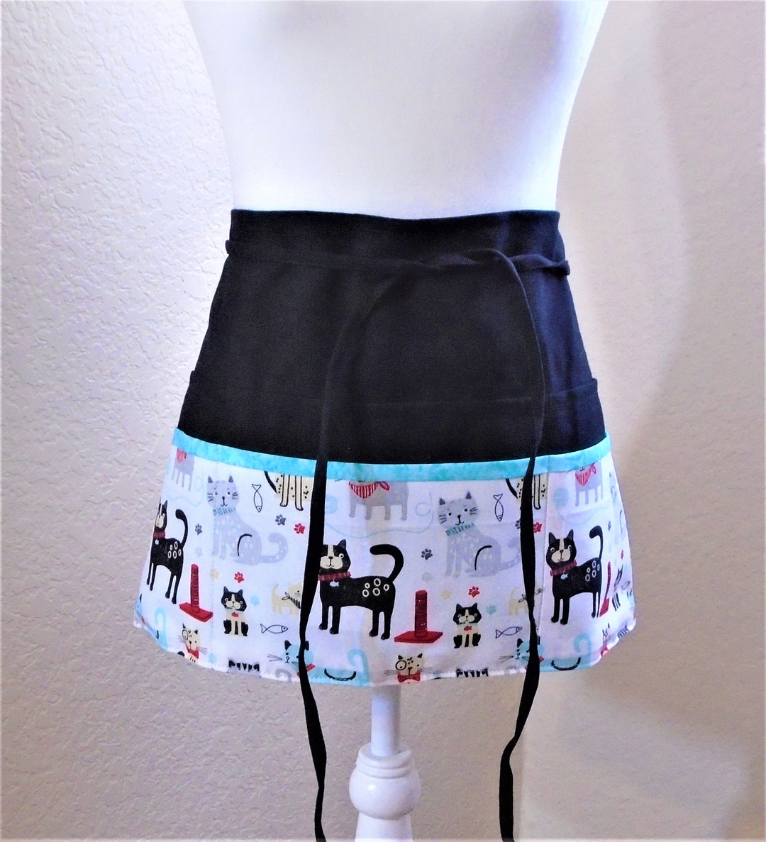 Cat Lover Apron, Vendor/server/utility/teacher Apron, Half Apron With 6 ...