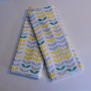 Hanging Kitchen Towels, Rows of Gray, Yellow, and Green Motif Hanging ...