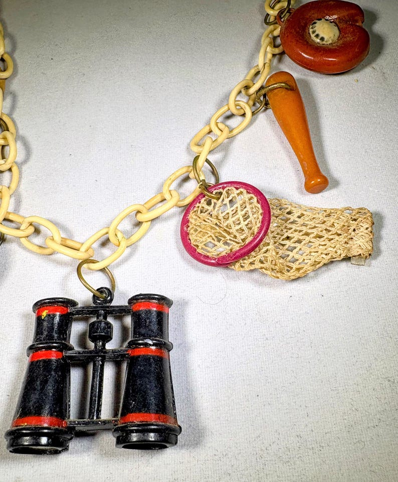 Vintage Martha Sleeper Sports Charm Necklace, 1930s Bakelite Charms - Etsy
