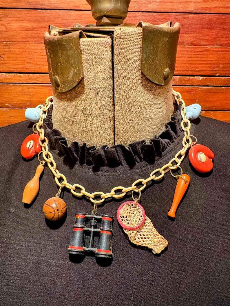 Vintage Martha Sleeper Sports Charm Necklace, 1930s Bakelite Charms - Etsy