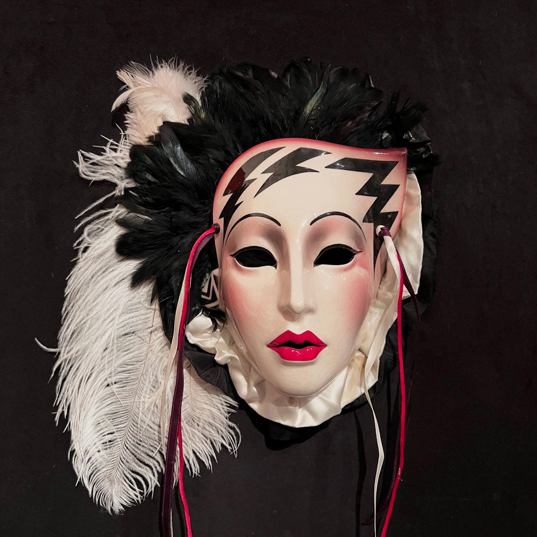 Black White and Red Mask - Etsy