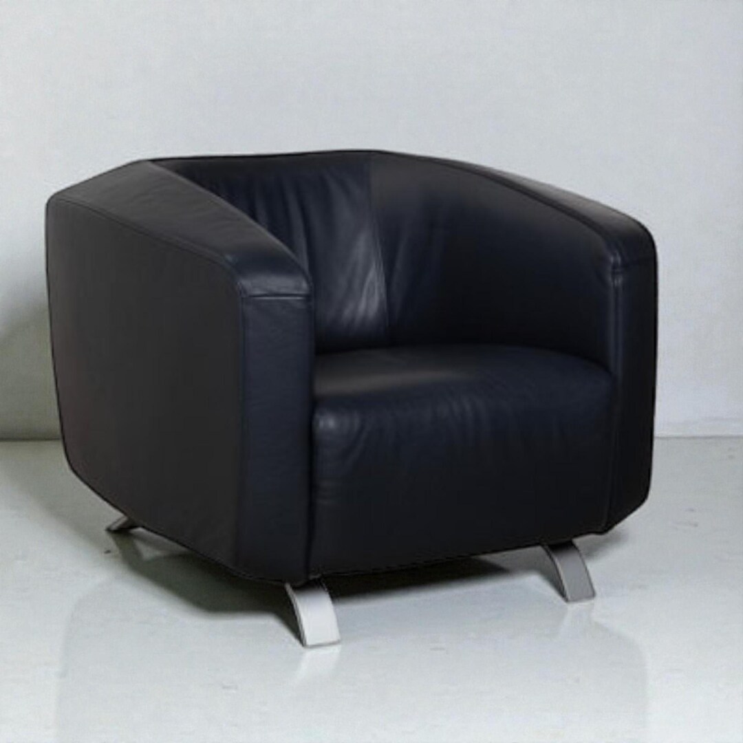 Modern Black Accent Chair | Faux Leather Lounge Armchair - Etsy