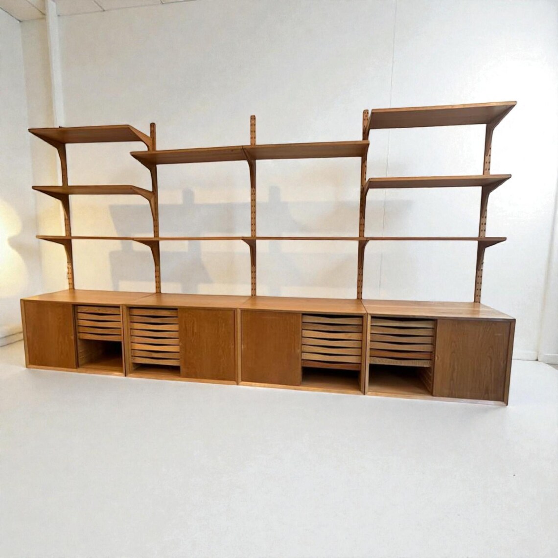 Mid Century Style Modular Shelving Unit, Large Wooden Storage System ...