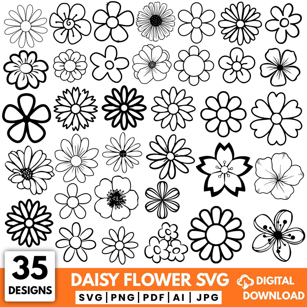 Daisy SVG Bundle: Flower Cut Files for Cricut (digital Download) - Etsy
