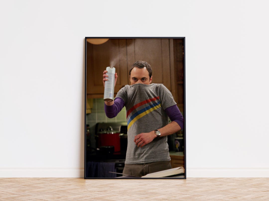 Sheldon Spraying Lysol, Funny Bathroom Decor, Digital Download Print ...