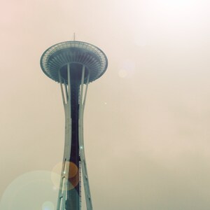 Space Needle in the Fog Photo, Space Needle Canvas, Space Needle Print ...