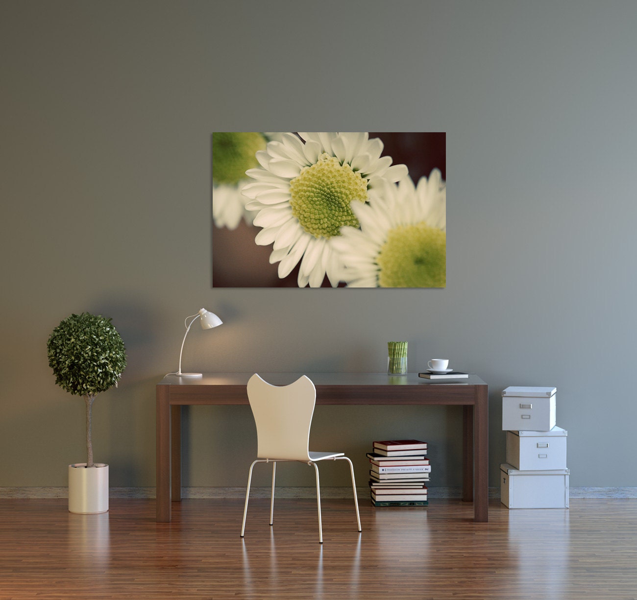 Daisy Photo, Daisy Print, Daisy Canvas, Green and Yellow, Flower Photo ...