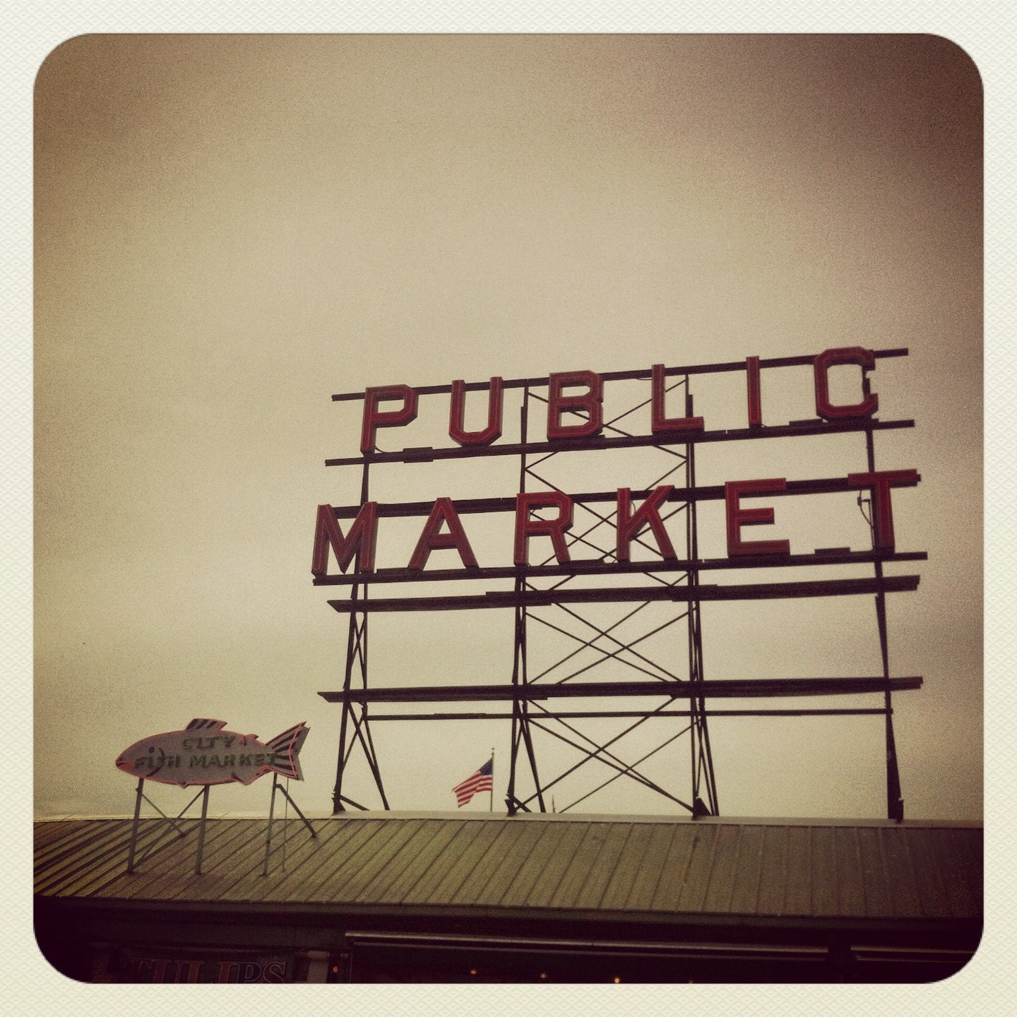 Pike Place Market Photo, Pike Place Canvas, Pike Place Print, Square ...