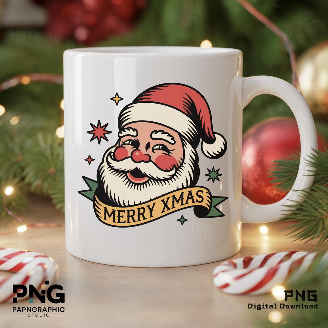 Vintage Merry Xmas Santa PNG | Retro Santa Head Clipart | Classic ...