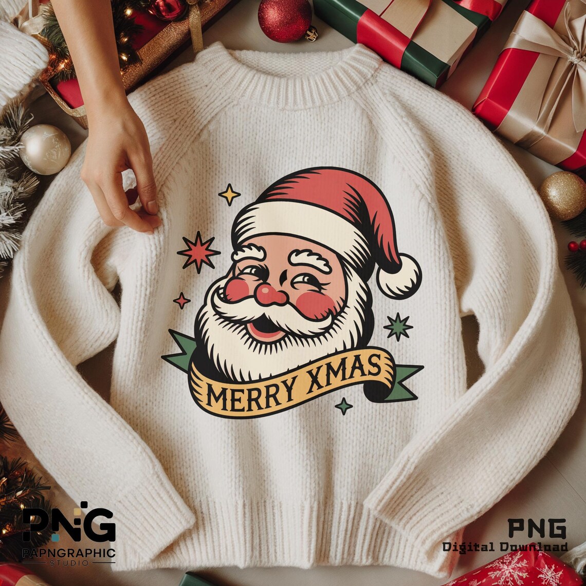 Vintage Merry Xmas Santa PNG | Retro Santa Head Clipart | Classic ...