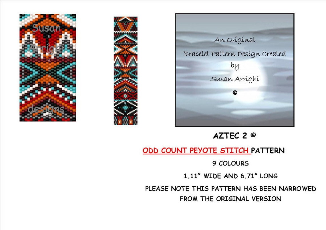 Peyote Stitch Odd Count Beading Pattern Aztec 2 | Etsy