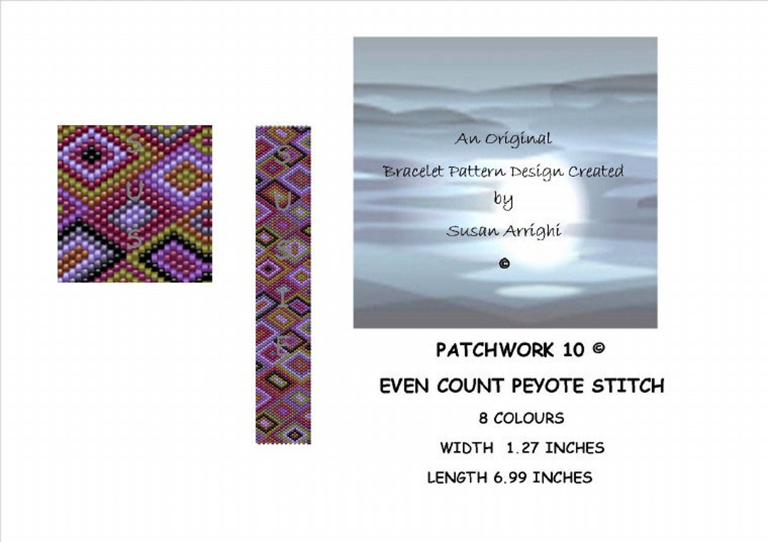 PATCHWORK 10 - Peyote Stitch EVEN Count Beading Pattern - Etsy