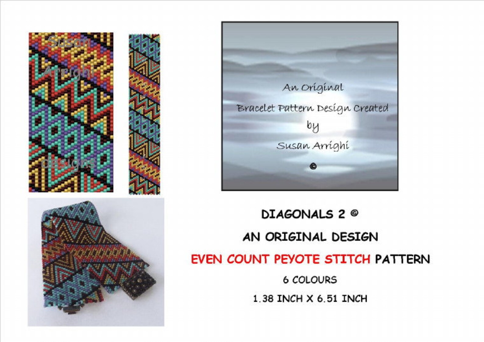 Diagonals 2 Peyote Stitch Even Count Beading Pattern - Etsy