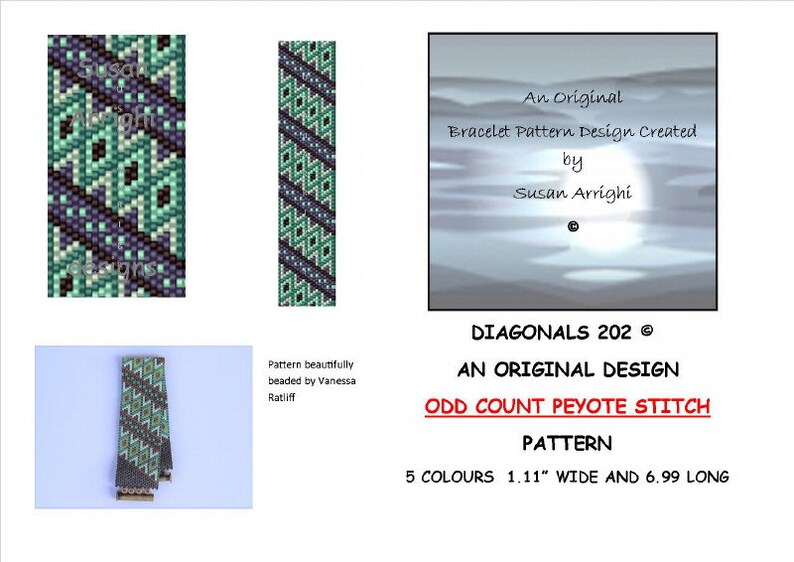 DIAGONALS 202 Peyote Stitch ODD Count Beading Pattern - Etsy UK