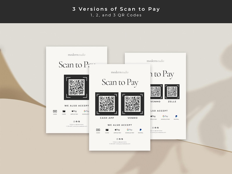 Minimalist Scan to Pay Template Qr Code Sign for Modern Business With ...