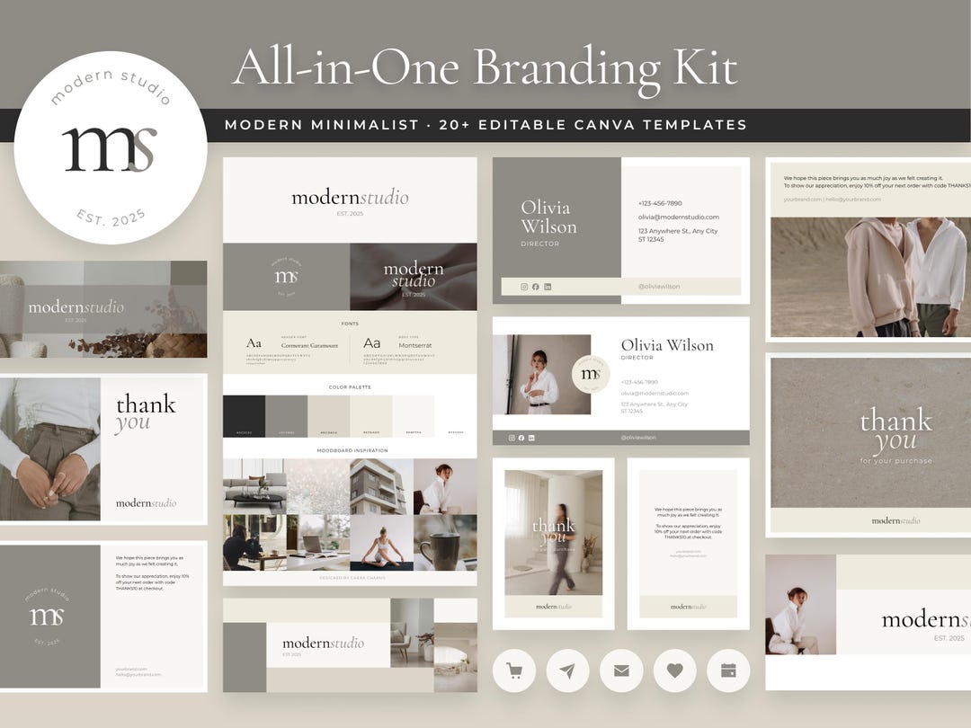 Minimalist Branding Kit Canva Templates: Logo, Social Media (editable ...