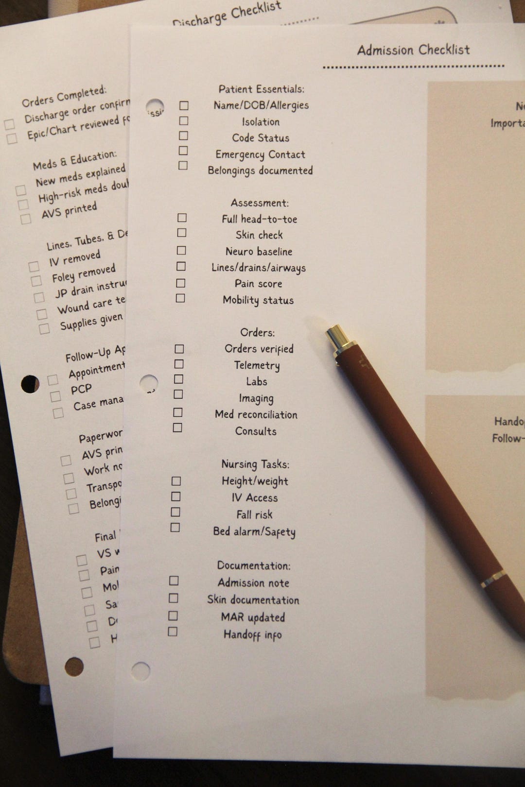 Admission & Discharge Checklist Bundle | Nursing Printable Templates ...