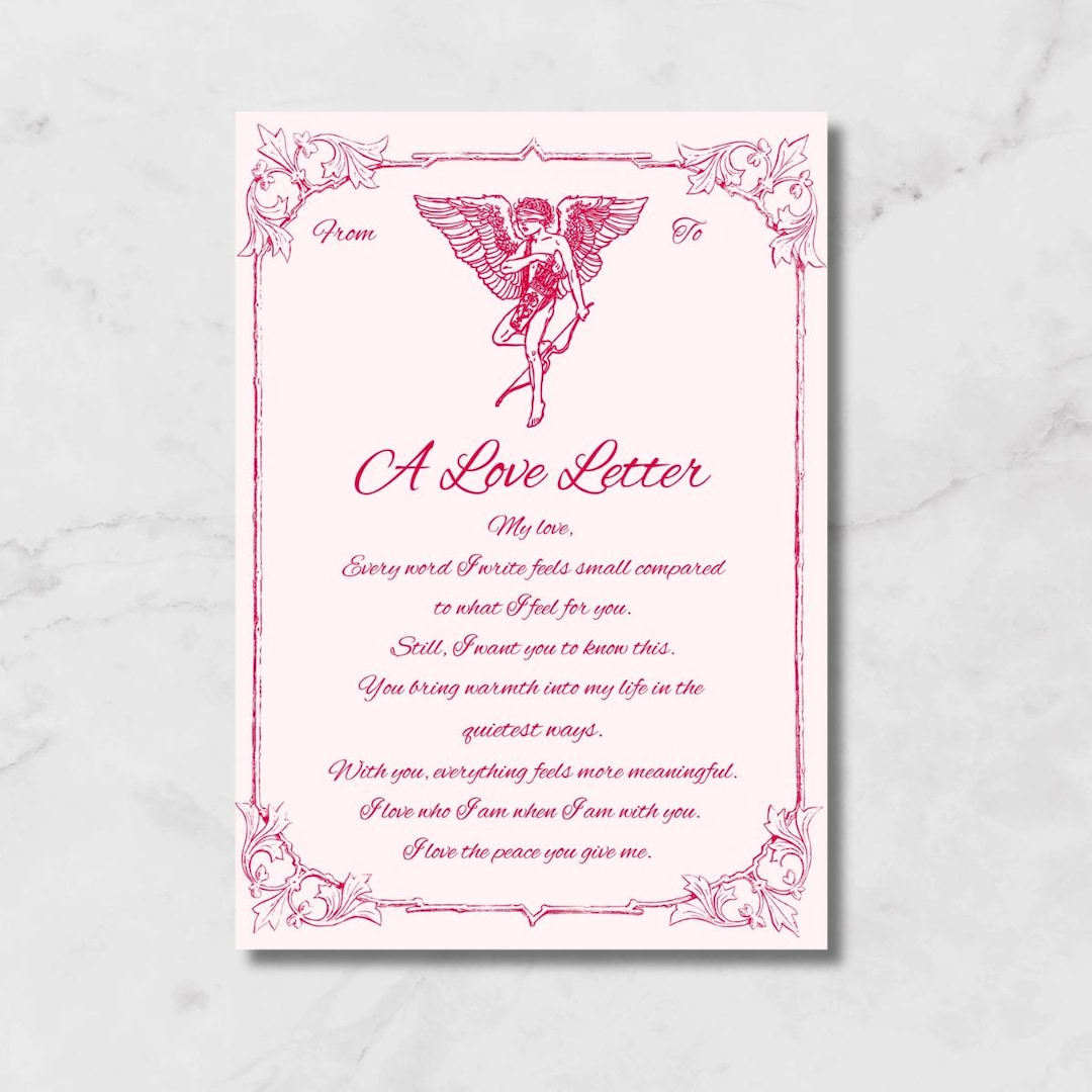 A Letter of Love – Printable Cupid Romantic Letter (A4) - Etsy