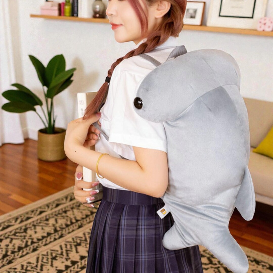Plush Hammerhead Shark Backpack Toy Soft Stuffed Shark Doll Student Bag ...