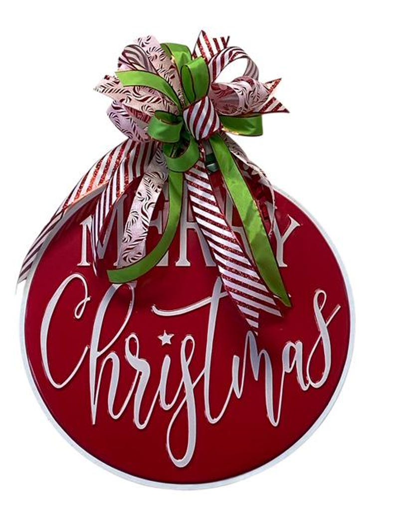 Metal Merry Christmas Sign, Ornament Door Hanger, Festive Metal Sign ...