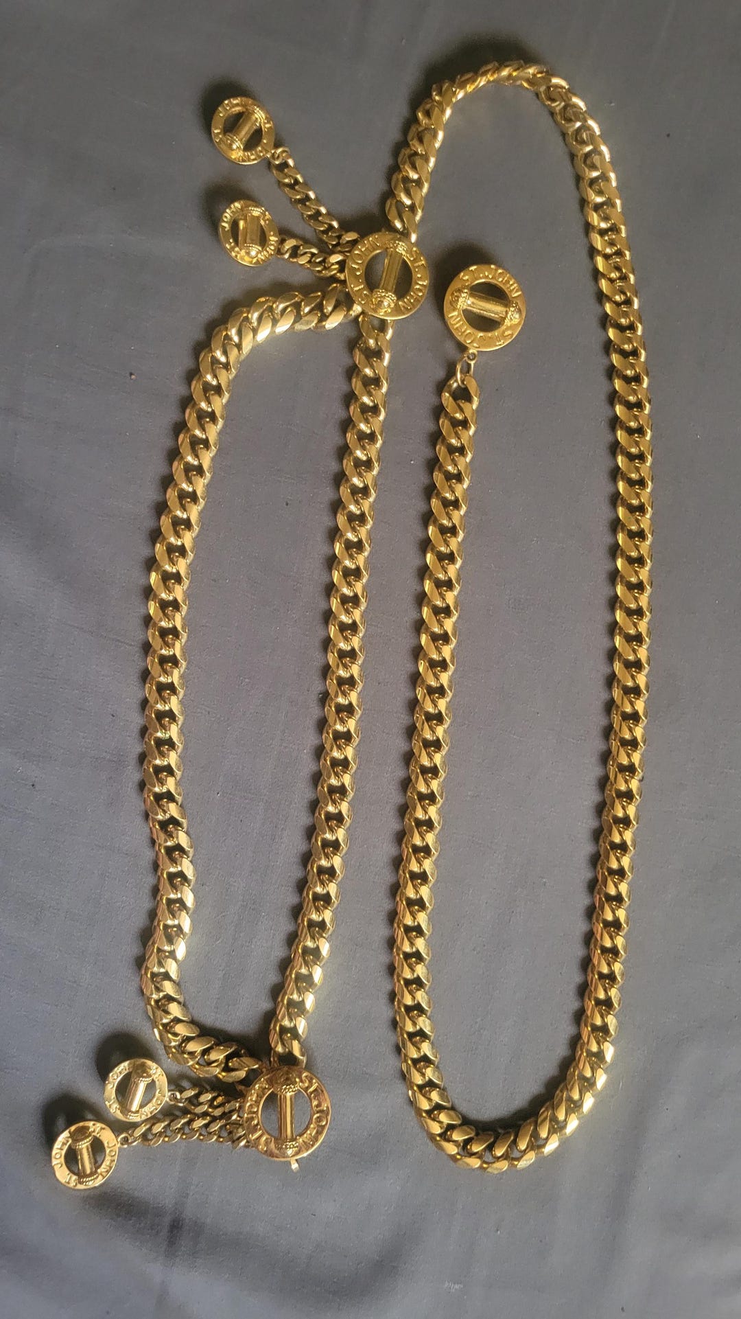 ST JOHN Gold Chain Belt | 1980s Designer Toggle Medallion Belt ...