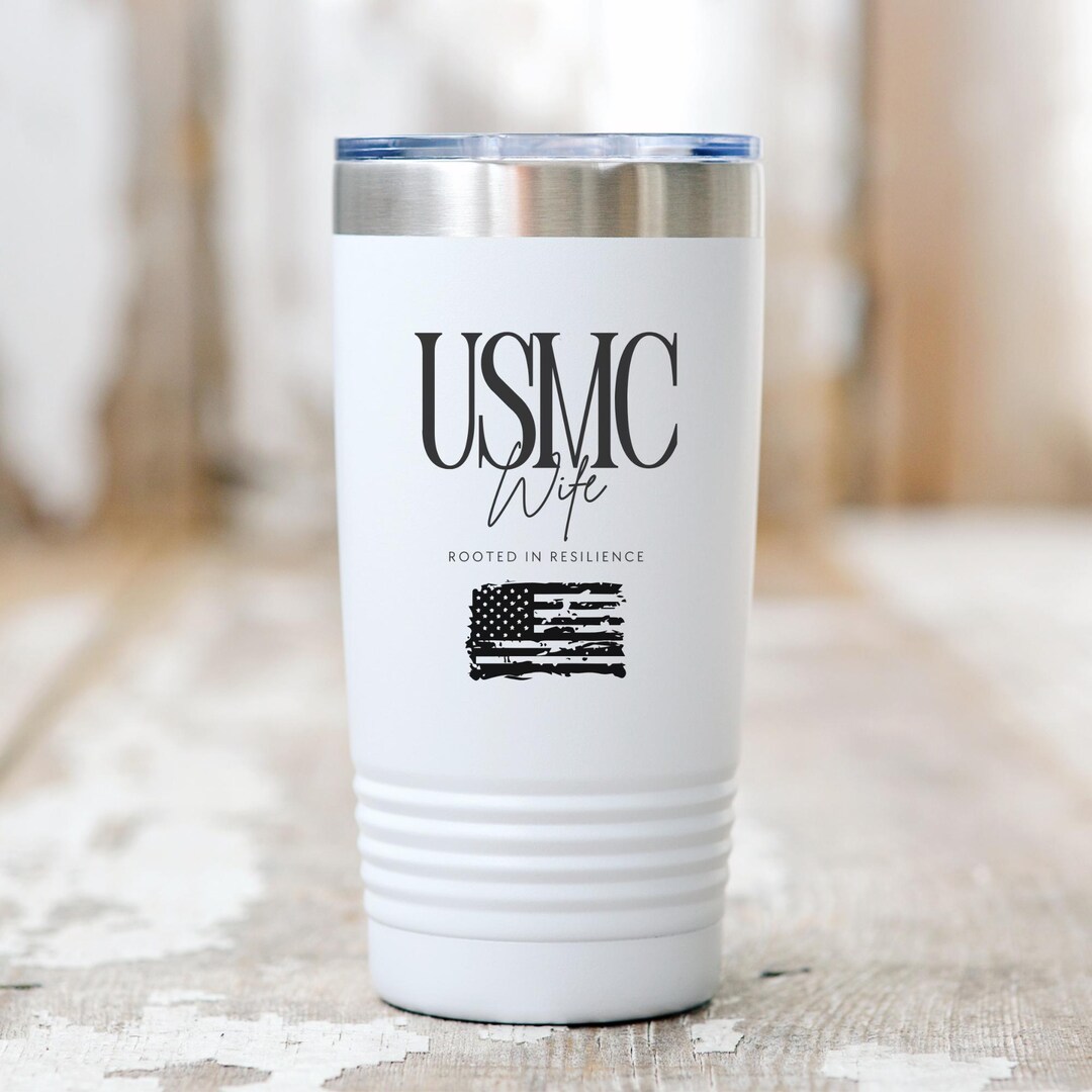 USMC Wife Insulated Tumbler, Marine Corps Travel Cup, Military Spouse ...