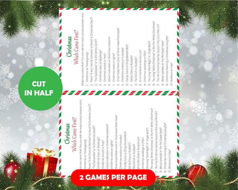 Christmas Which Came First Game | Christmas Trivia Quiz Printable ...