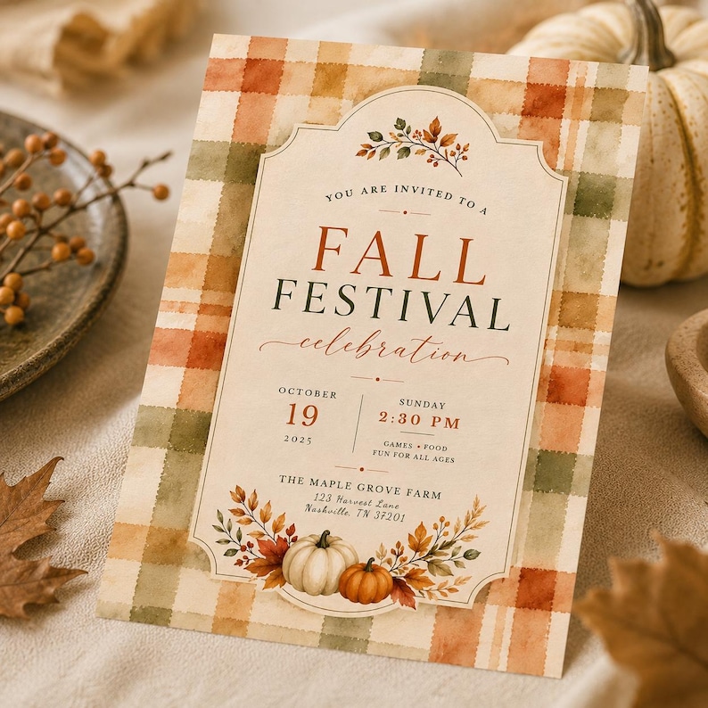 Fall Gathering Invitation, Fall Festival Invite, Harvest Festival ...