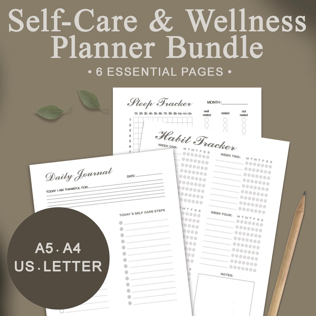 Self-care & Wellness Planner Bundle | Mood, Sleep, Reflection ...