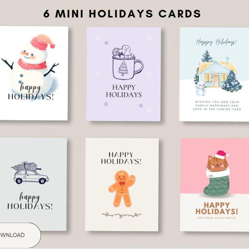 Happy Holidays Mini Card - Etsy