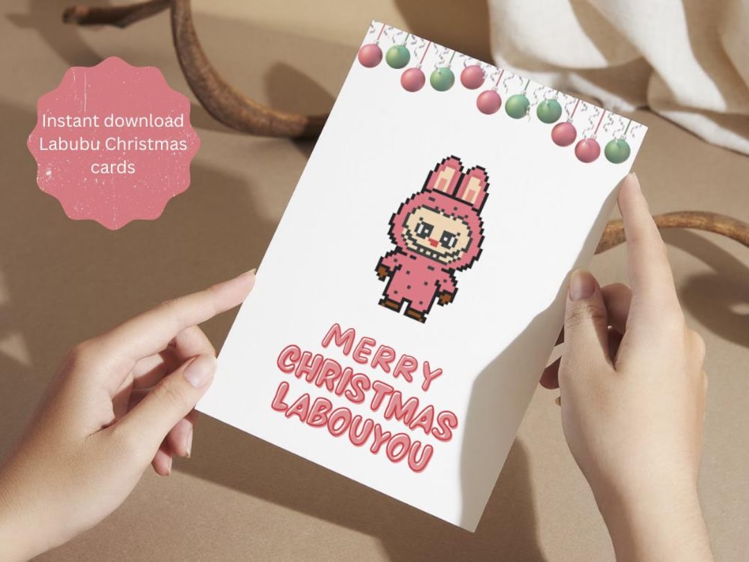 Pixel Art Labubu Christmas Card, Kawaii Monster (digital Download) - Etsy