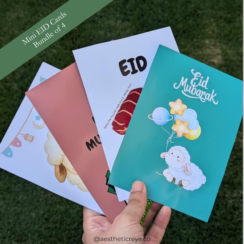 Eid Mubarak Mini Cards Bundle: 4 Funny Sheep Designs (digital Download ...