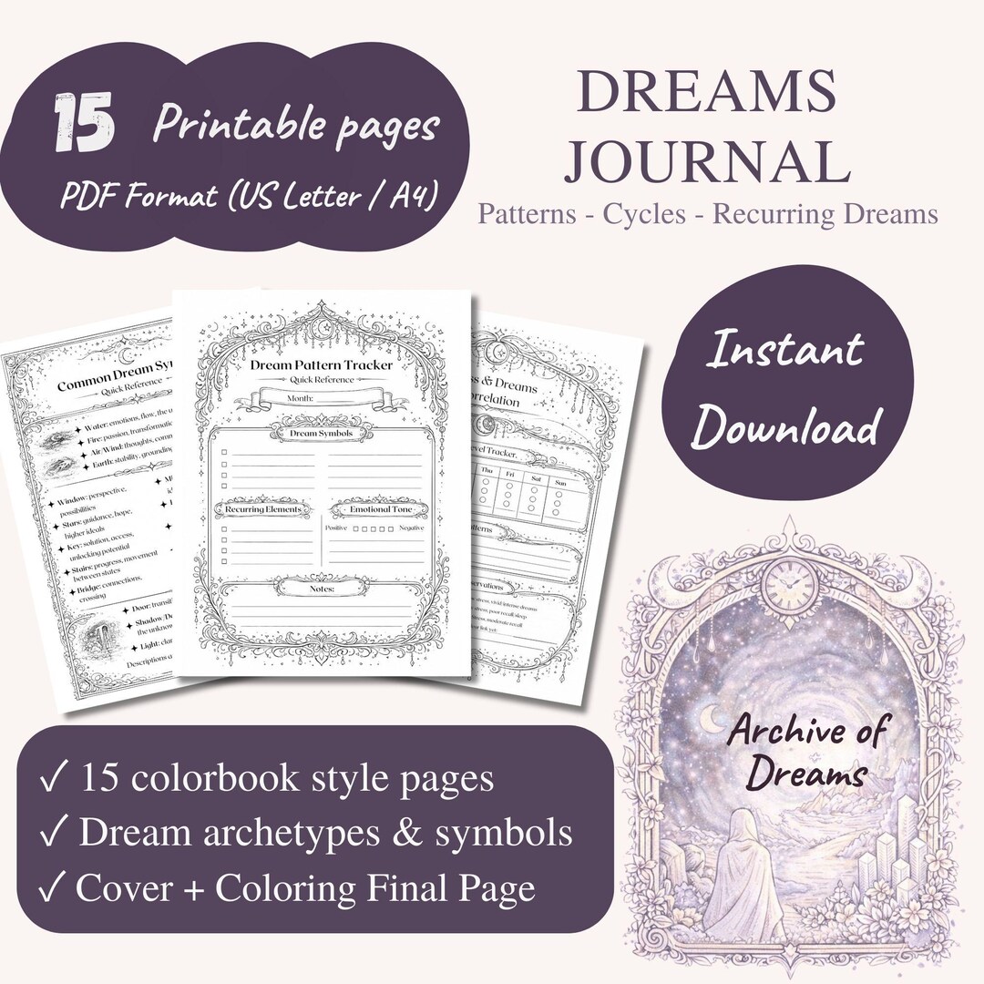 Inner World Dreams Journal | Patterns, Cycles & Symbols | Printable ...