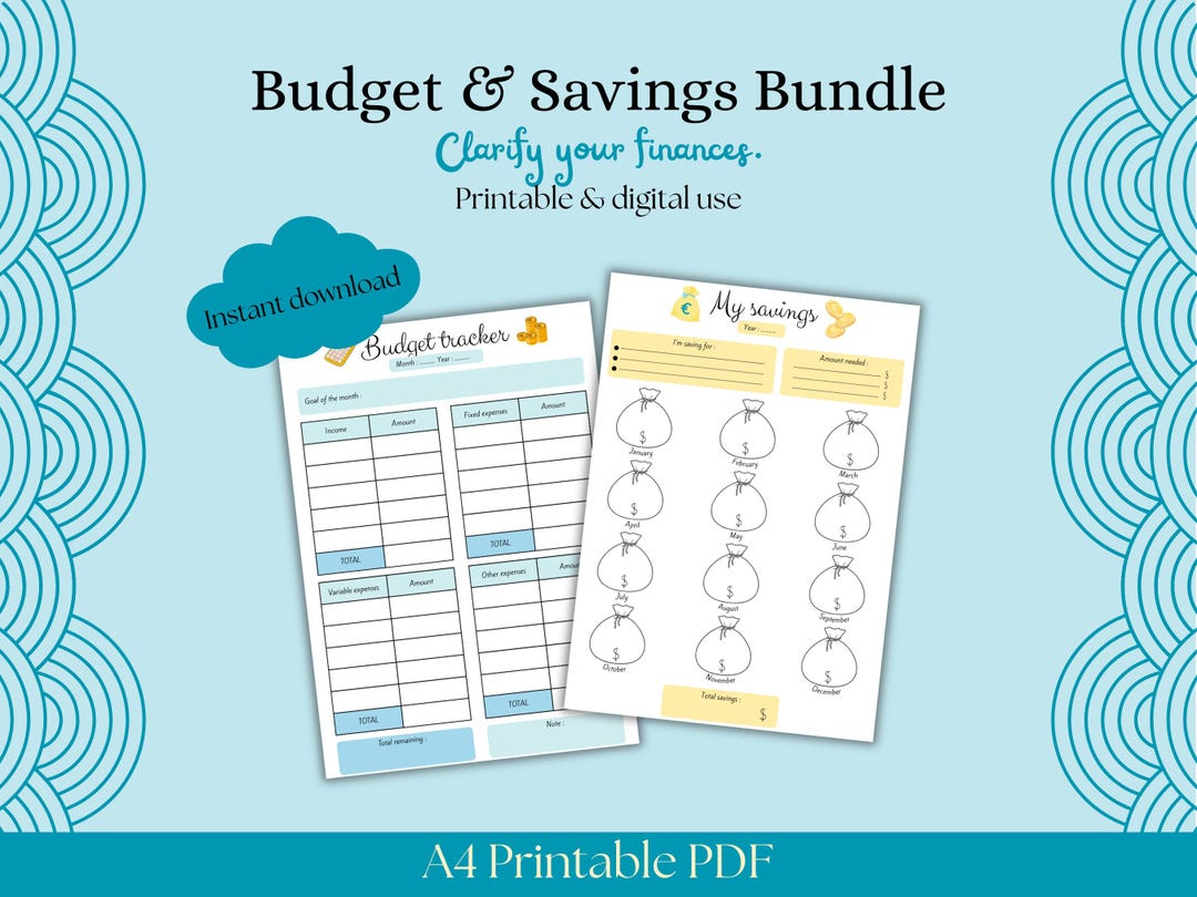 Printable Budget & Savings Tracker Bundle | Budget Tracker and Finance ...