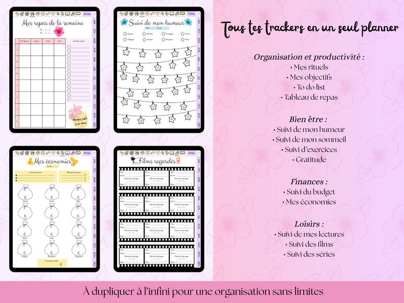 Planner Digital Français Non Daté – Agenda Numérique Hyperlié Pour Ipad ...
