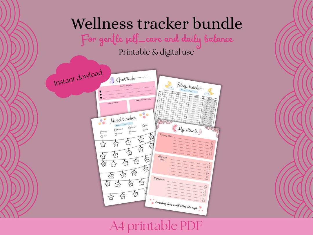 Printable Wellness Tracker Bundle – Mood, Sleep, Rituals and Gratitude ...