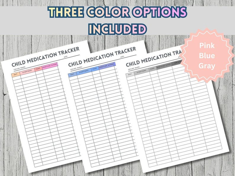 Child Illness Tracker & Medication Log, Kids Symptoms Journal ...