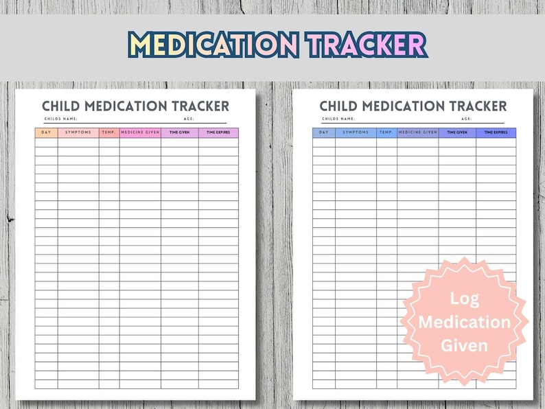 Child Illness Tracker & Medication Log, Kids Symptoms Journal ...