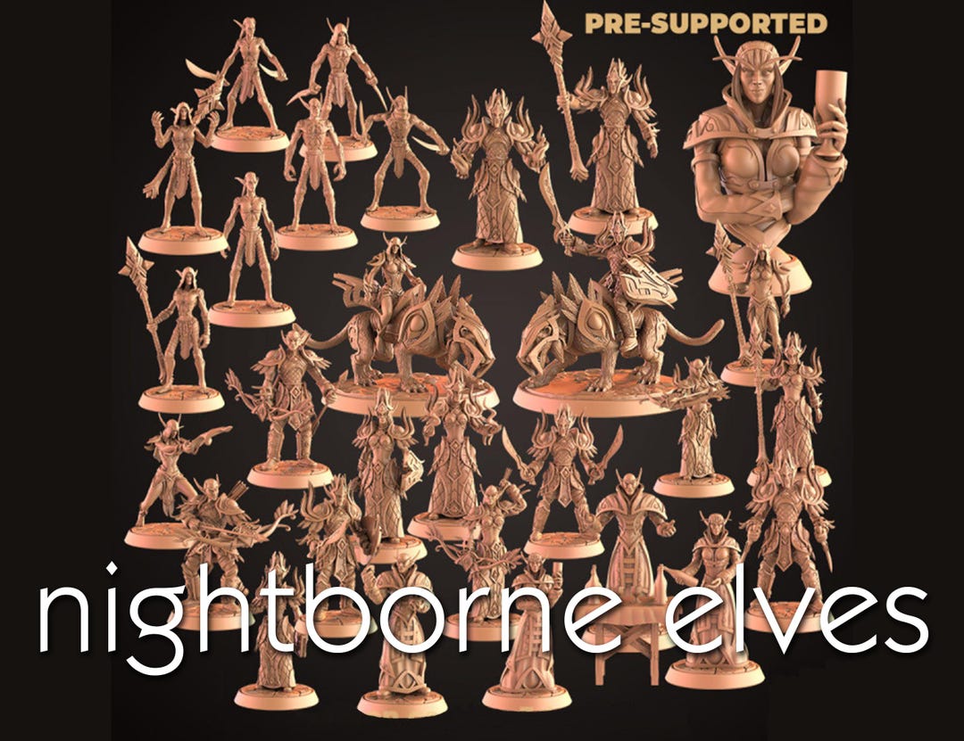 3D STL Nightborne Elves Miniatures Pack - 3d Stl Pack - Stl Miniatures ...